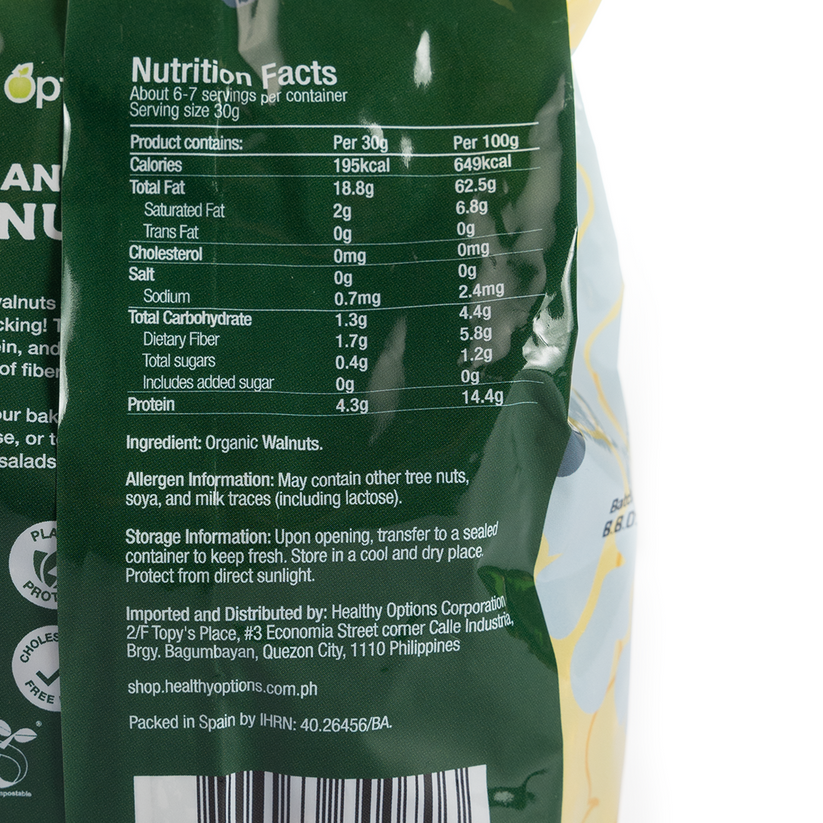 Healthy Options Organic Walnuts 200g