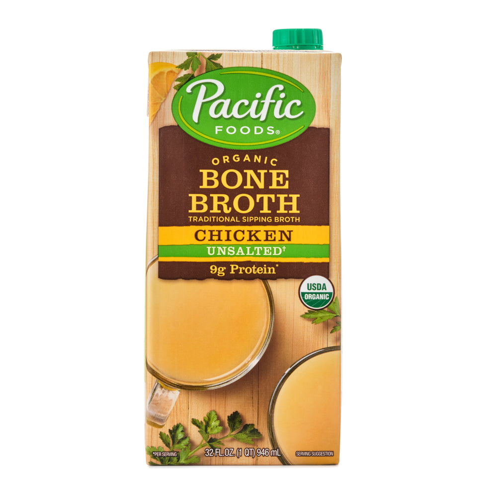 Pacific Foods Organic Bone Broth Chicken Unsalted 946mL – Healthy Options